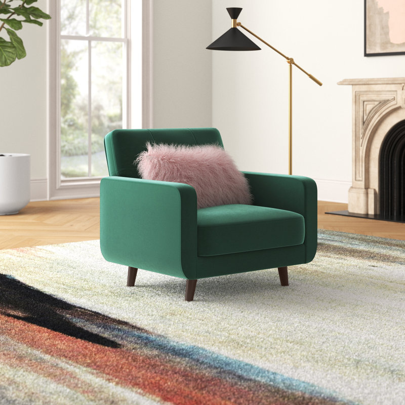Pavone Velvet Accent Chair Living Room Tufted Armchair Emerald Green